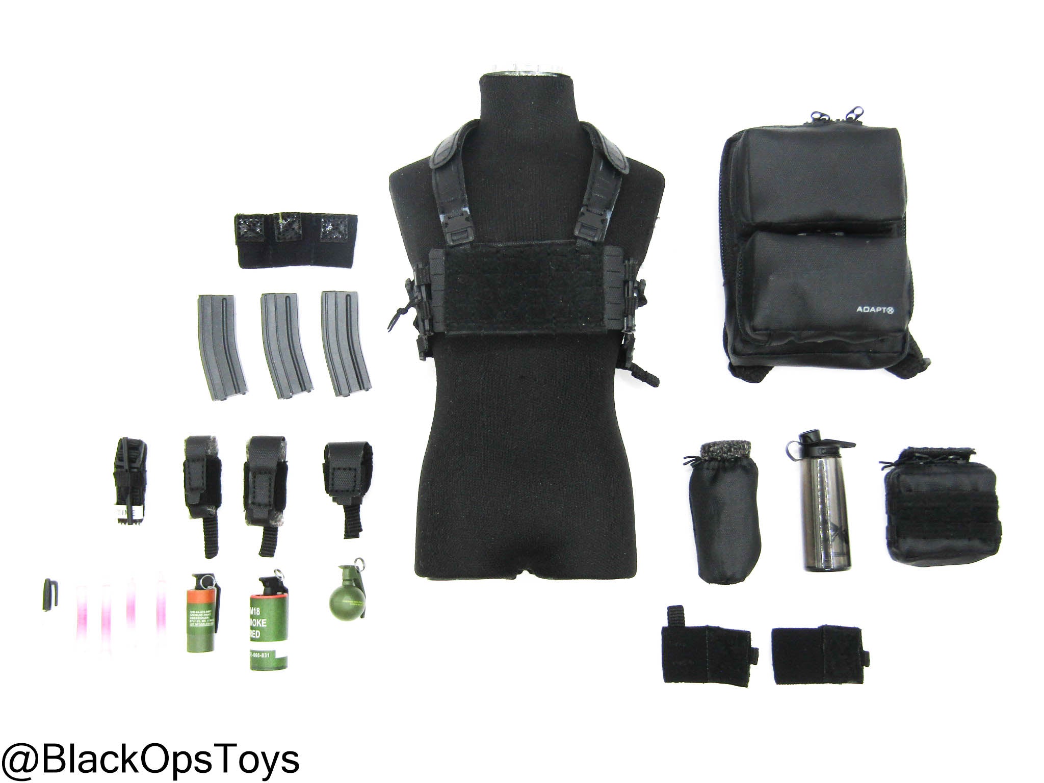 HRT Minuteman - Black Chest Rig w/Assault Pack & Pouch Set – BlackOpsToys