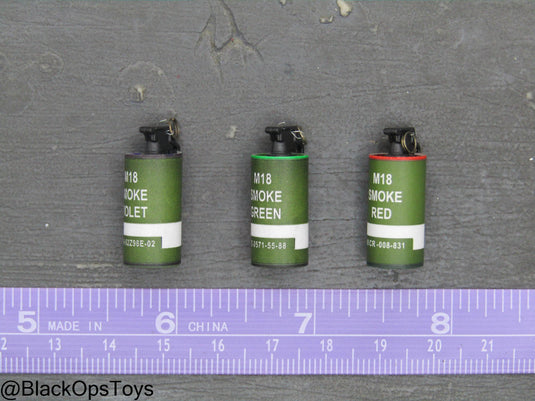 Violet, Red, & Green Smoke Grenade Set (x3) – BlackOpsToys