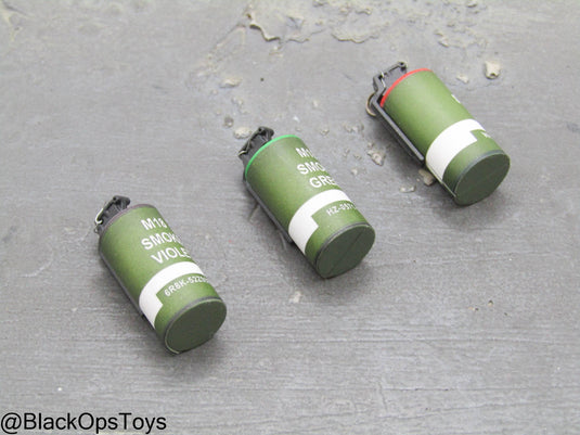 Violet, Red, & Green Smoke Grenade Set (x3) – BlackOpsToys