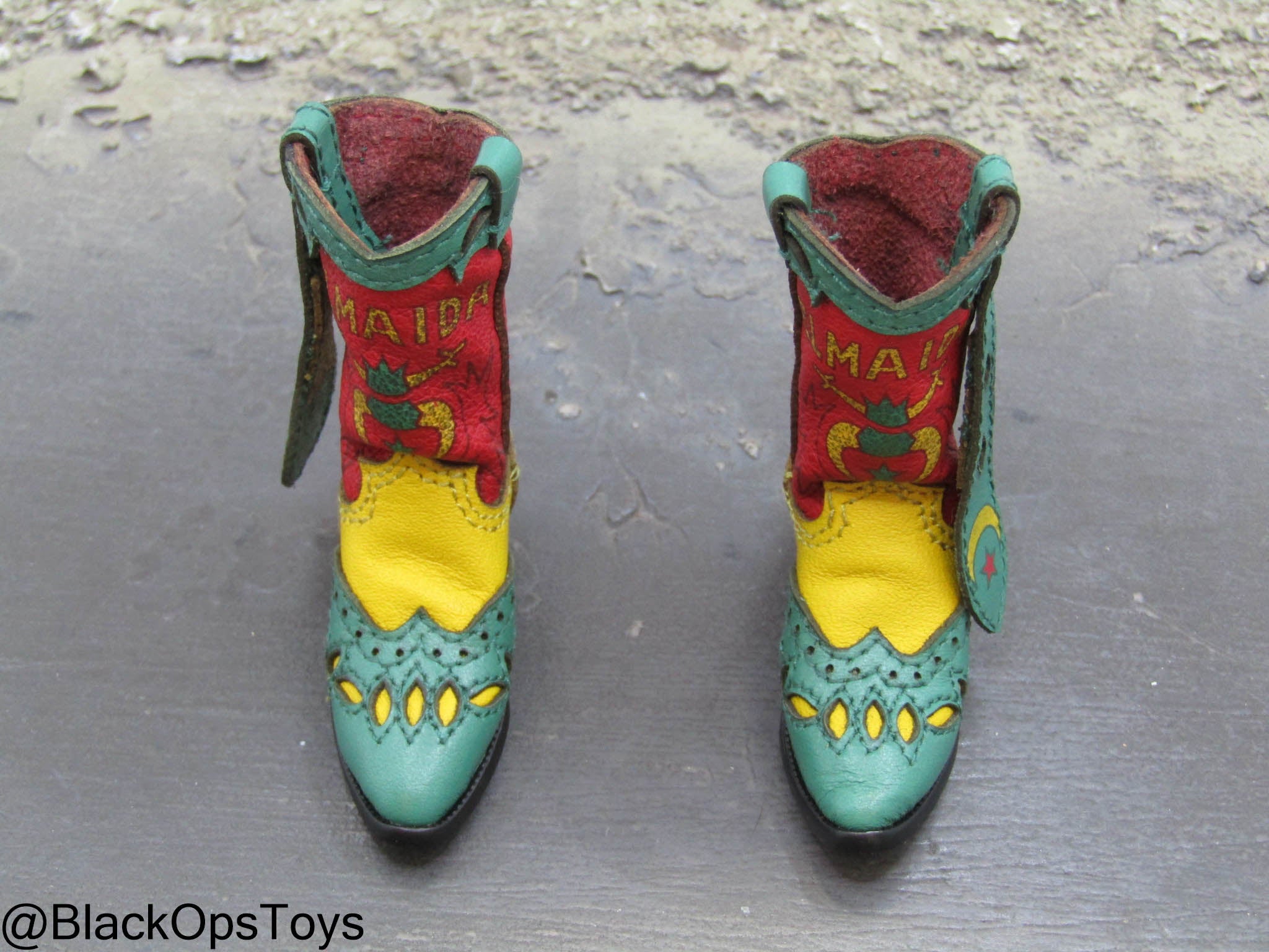 Top Gun - Lt. Pete Mitchell - Leather Red, Yellow, & Green Boots (Foot ...
